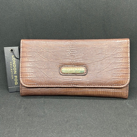 London Fog | Bags | London Fog Brown Lara Lizard Flap Wallet | Poshmark